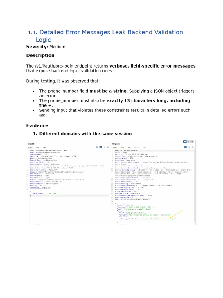 Detailed Error Messages Leak Backend Validation Logic | PDF