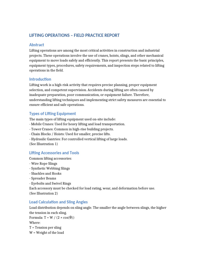 Lifting Operations Field Report | PDF | Crane (Machine) | Elevator
