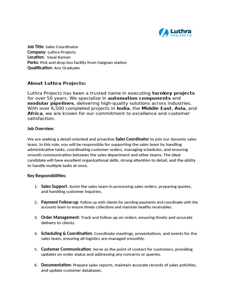 SalesCoordinator JD LuthraProjects | PDF | Business