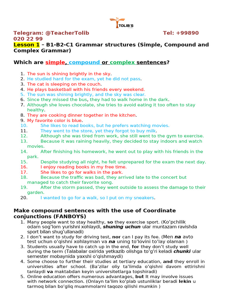 Lesson 1 (Answer Key) | PDF