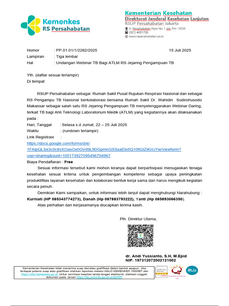 Webinar TB untuk ATLM RS Jejaring | PDF
