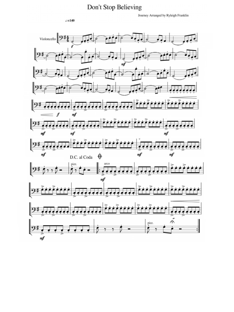 Dont Stop Believing Cello | PDF