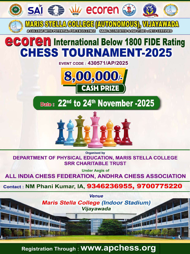 Ecoren International Below 1800 FIDE Rating Chess Tournament - 2025 | PDF