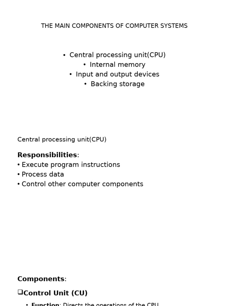The Main Components of Computer Systems | PDF | Computer Data Storage | Central Processing Unit