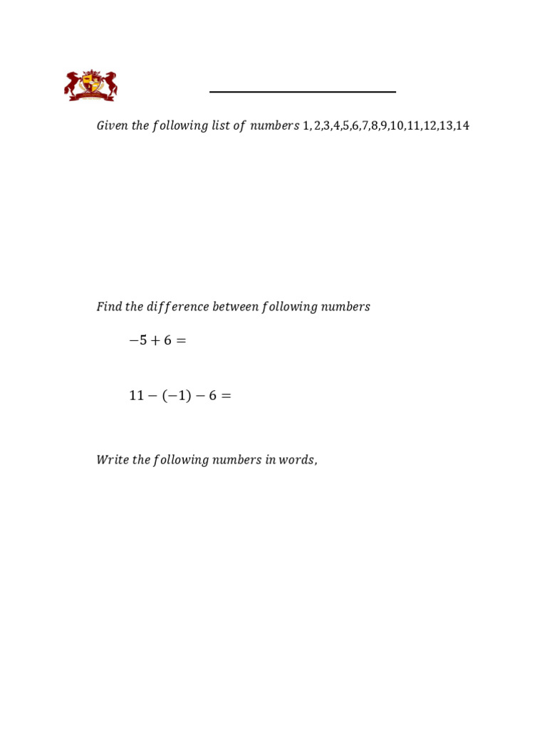 Mathematics Mid Term Form 1 | PDF
