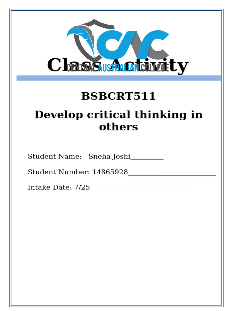 BSBCRT511 - CAC Class Activities | PDF | Educational Technology | Learning