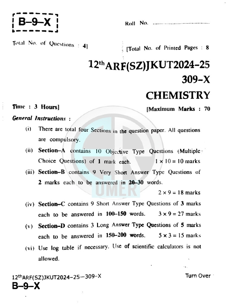Class 12th CHEMISTRY Previous 5 Years Question Paper | PDF