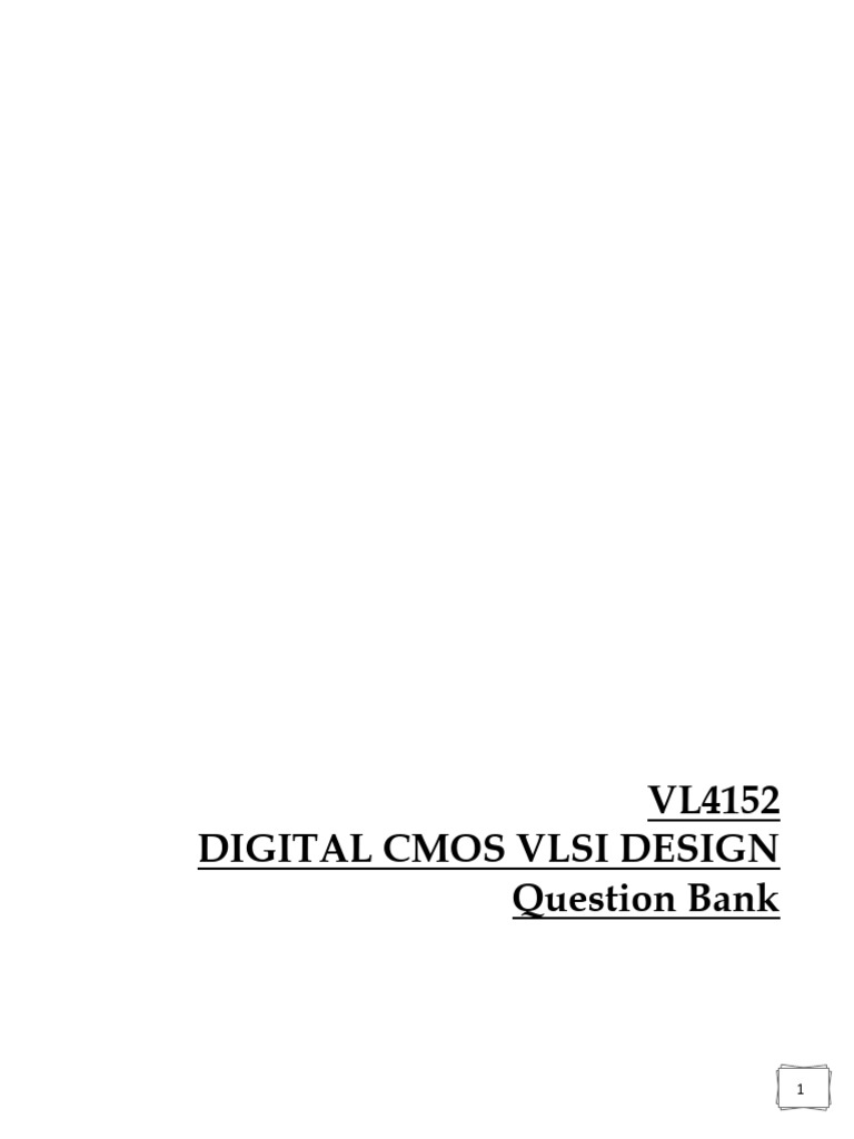 CMOS VLSI Design Question Bank | PDF | Cmos | Logic Gate