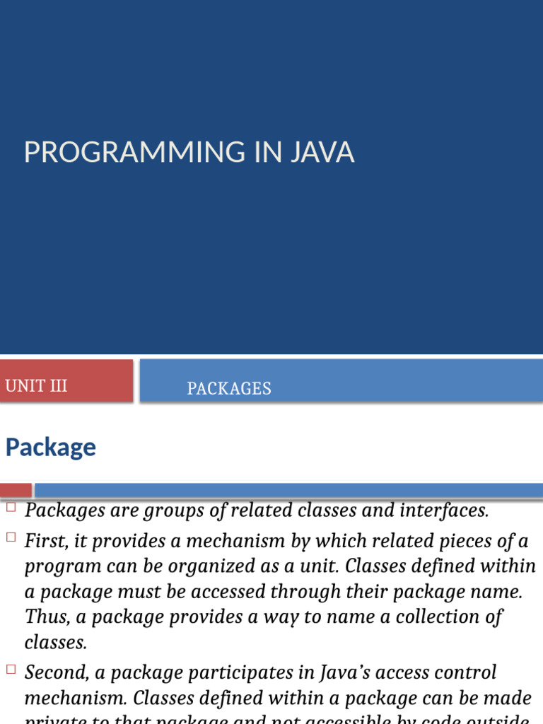 Unit3 Packages | PDF | Computer Engineering | Programming Paradigms