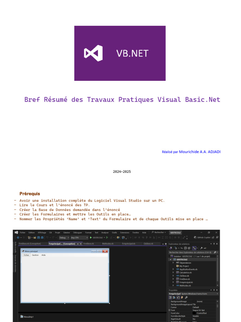 Bref Resume TP Vb Net | PDF | Computer Programming | Software Engineering