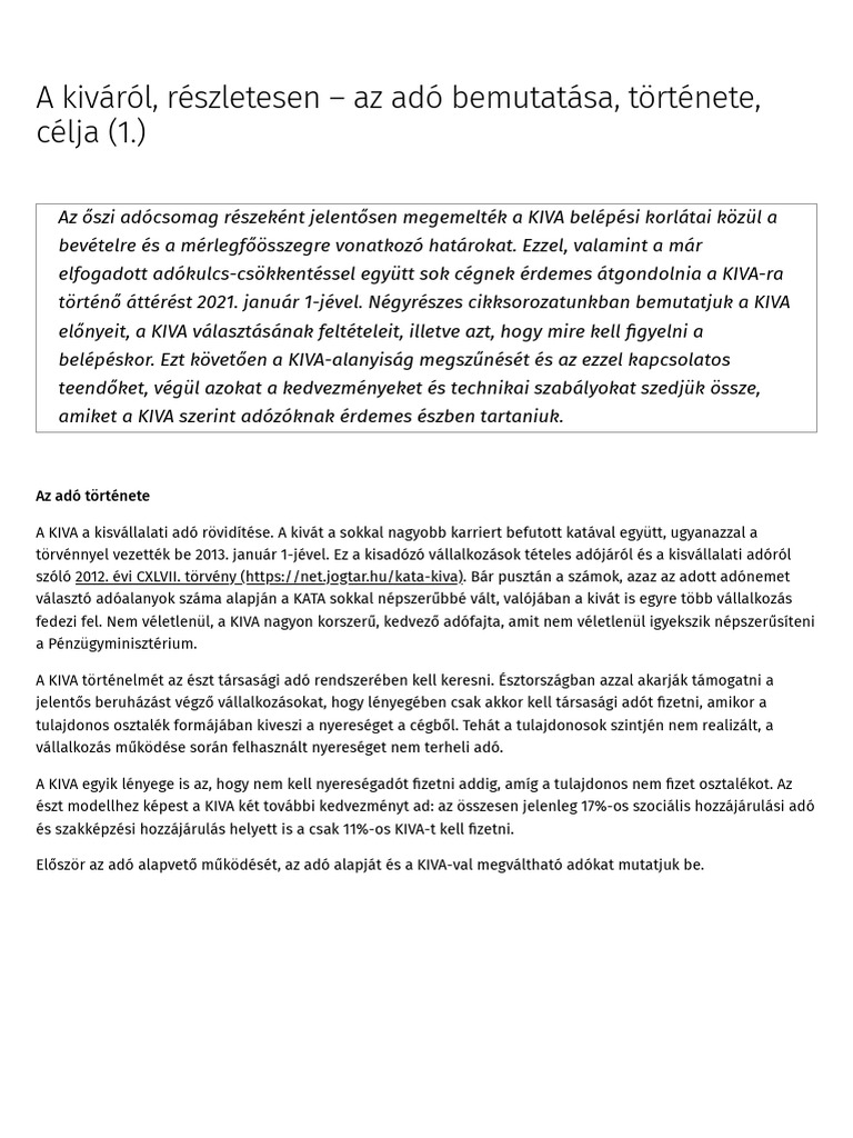 A Kiváról, Részletesen - Az Adó Bemutatása, Története, Célja (1.) - Adó ...
