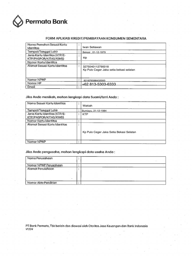 Form Slik 2025 3 | PDF