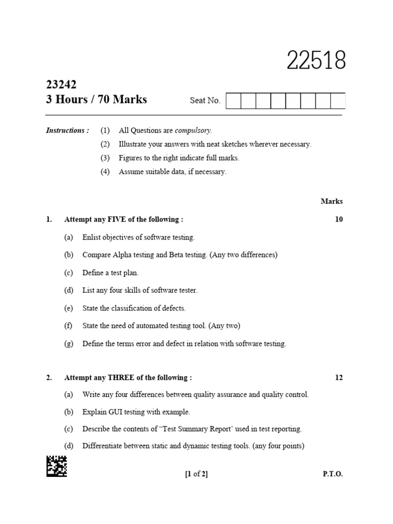 22518 2024 Summer Question Paper | PDF | Software Testing | Tests