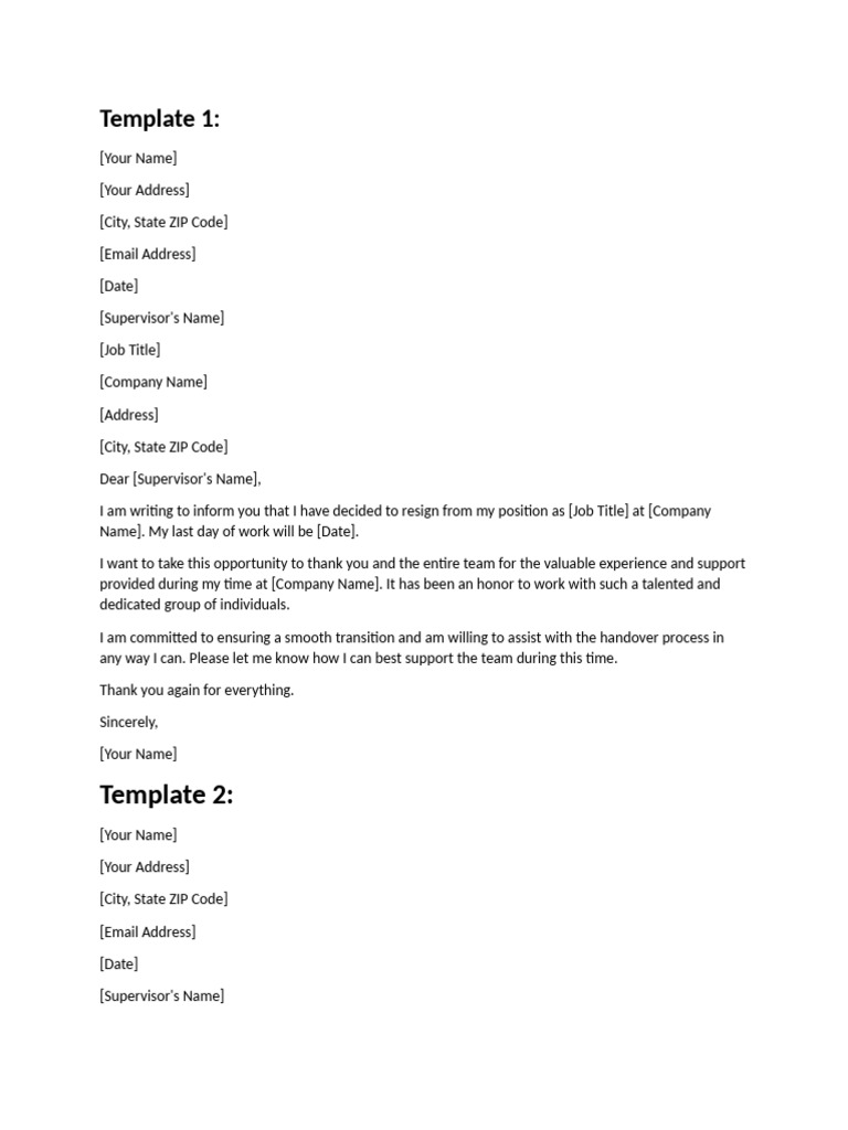 Resignation Letter for Your Sample | PDF