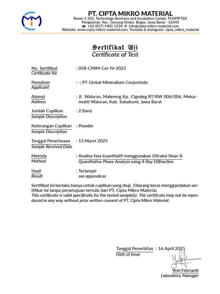 058 Cmim Cer IV 2025 Lhu Xrd | PDF | Crystal Structure | Crystal