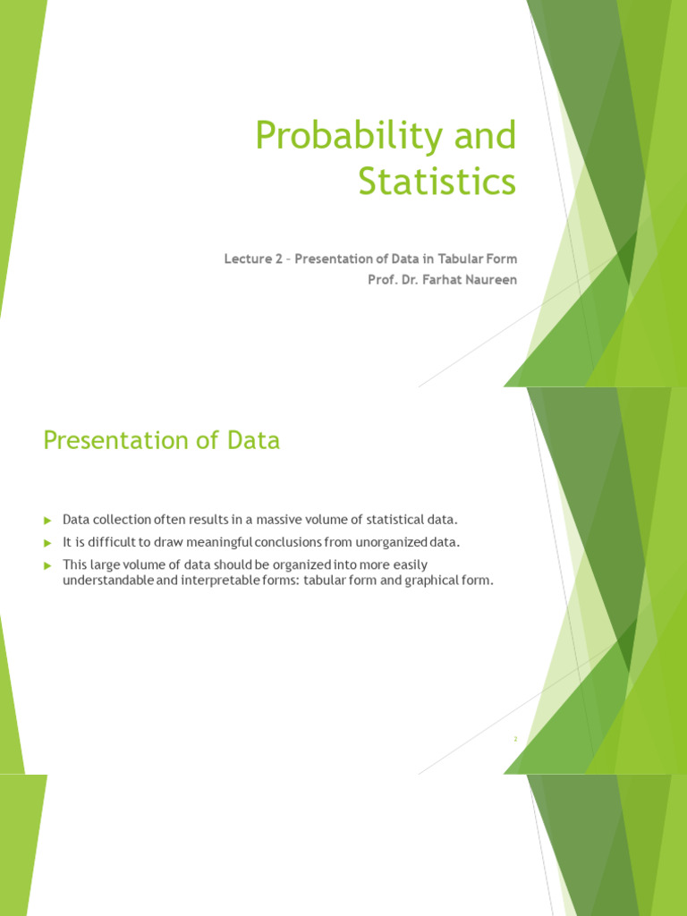 PS - Lecture 2 - Frequency Distribution Table | PDF | Probability ...