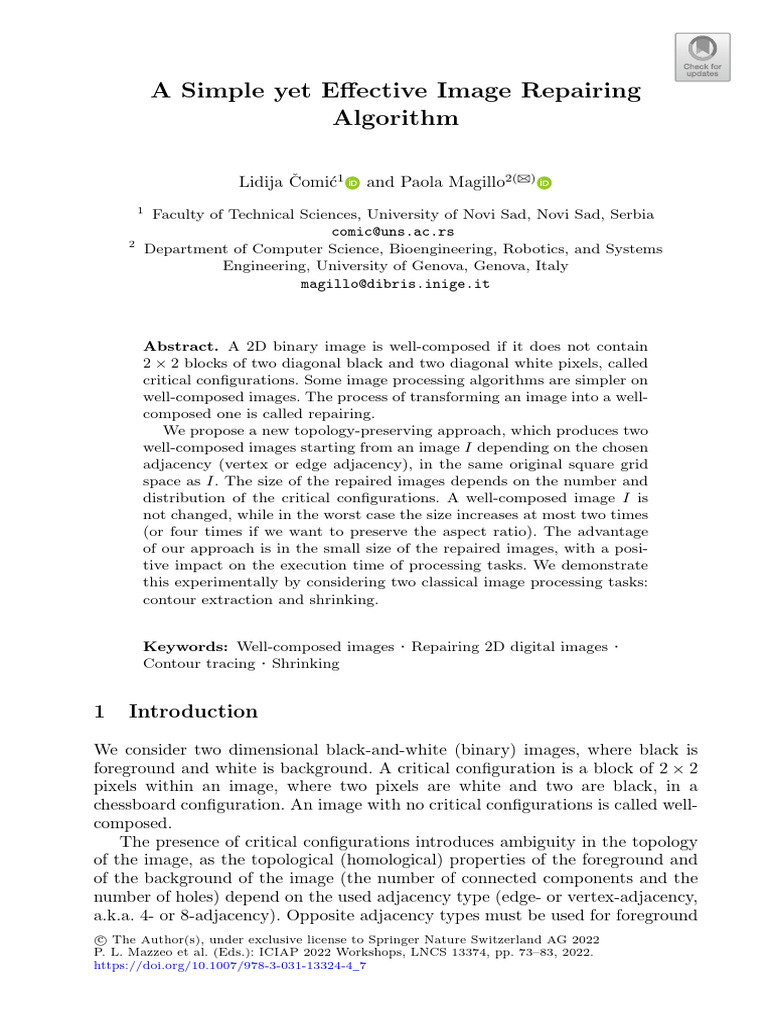 A Simple Yet Effective Image Repairing Algorithm | PDF | Computer ...