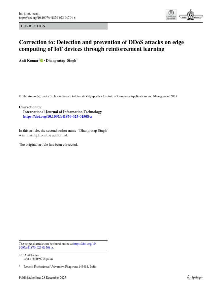 2023 - Correction To Detection and Prevention of DDoS Attacks On Edge ...