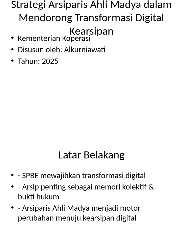 Strategi Arsiparis Transformasi Digital | PDF