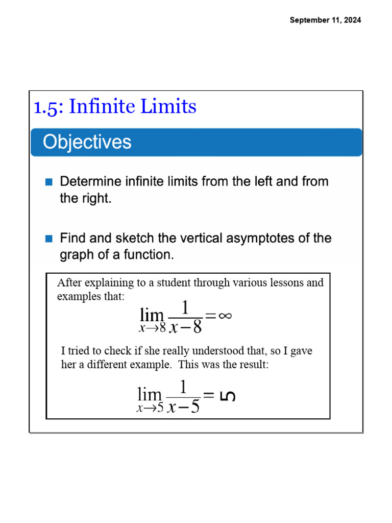 E. 1.5 Infinite Limits | PDF