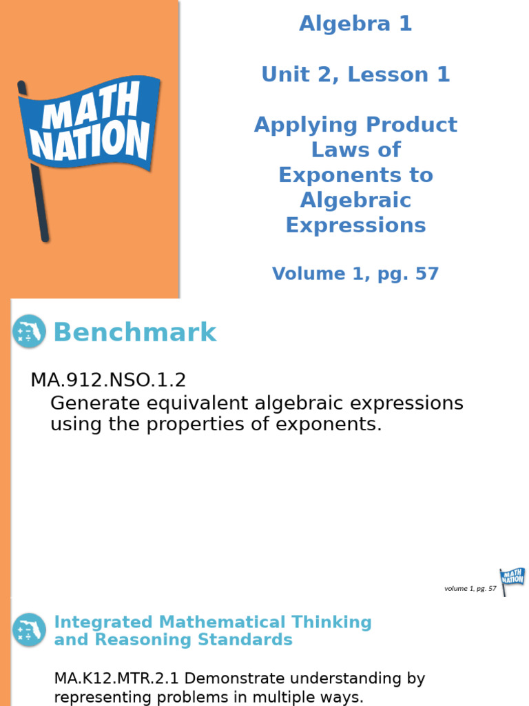 2.1 Applying Product Laws of Exponents to Algebraic Expressions | PDF ...