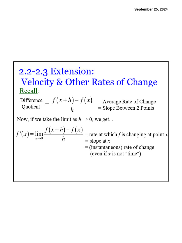 D. 2.3 Extension Velocity and Other Rates of Change | PDF