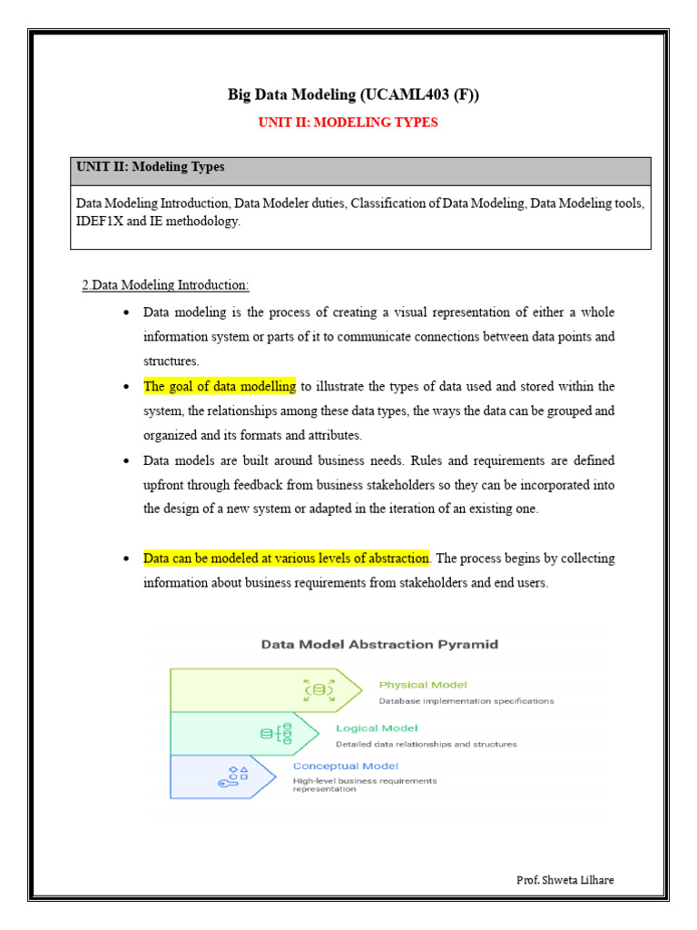 UNIT2 BDM NOTES | PDF | Data Model | Databases
