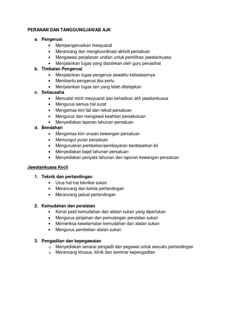 Peranan Dan Tanggungjawab Ajk | PDF | Olahraga & Rekreasi