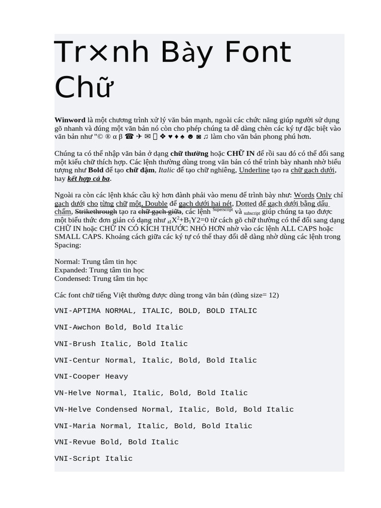 Trình Bày Font CH | PDF