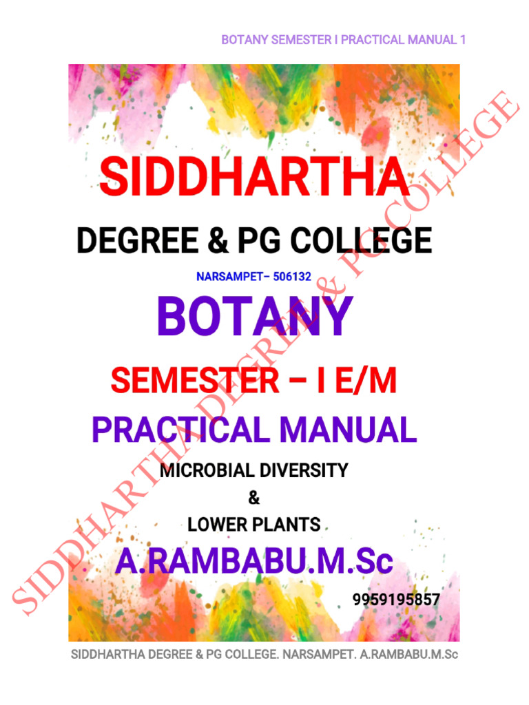 Botany Semester I Practical Manual | PDF