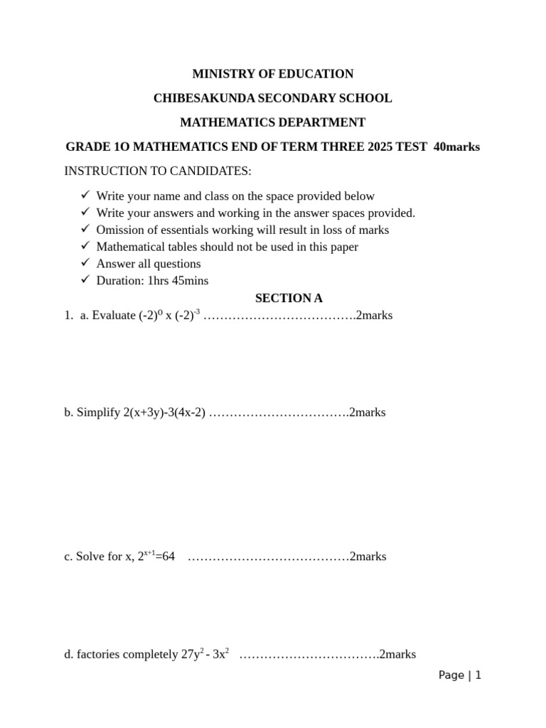 MATHS TEST-3 | PDF | Mathematics