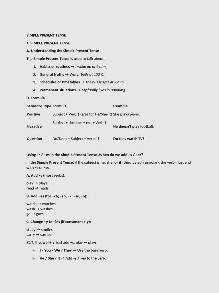 Simple Present Tense Materi Dan Exersice | PDF | English Language ...