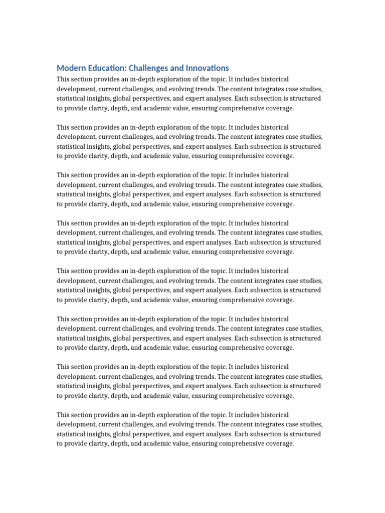 Comprehensive Document 6 Modern Education | PDF | Expert | Human ...