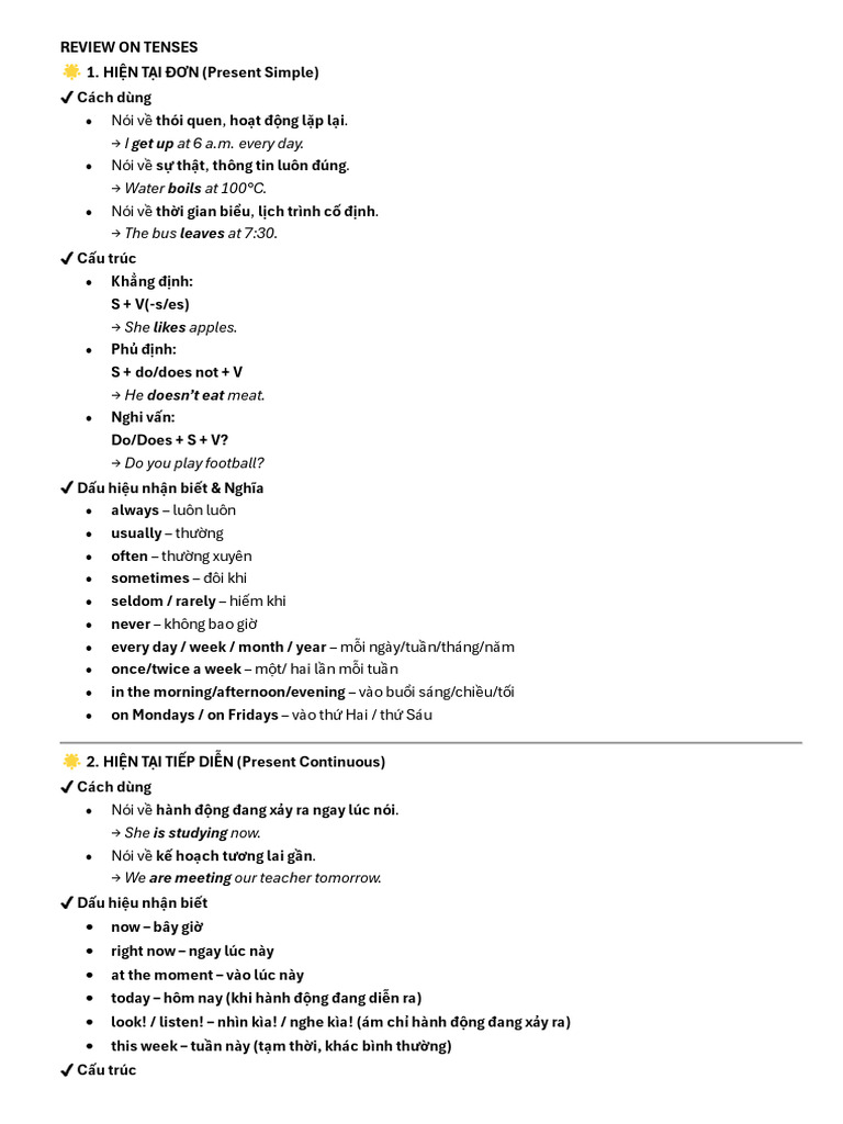 Review On Tenses | PDF