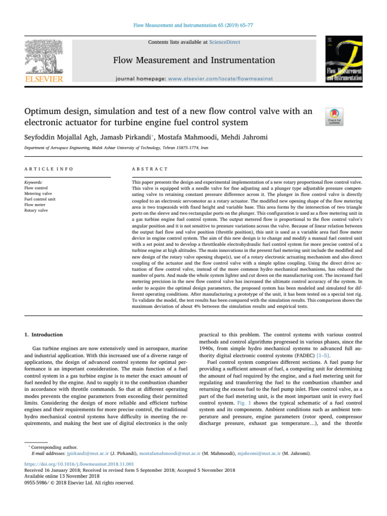 Optimum Design, Simulation and Test of a New Flow Control Valve With An ...