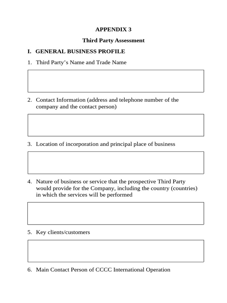 Third Party Assessment Guidelines | PDF