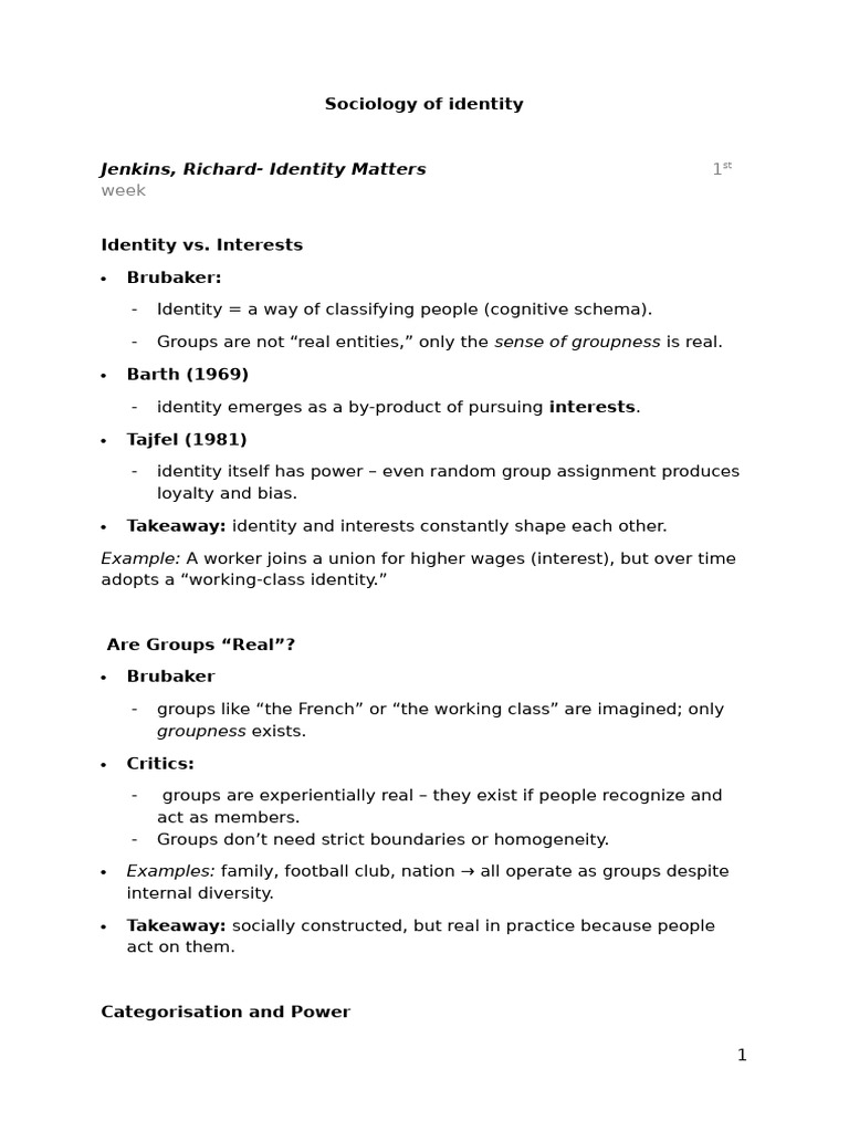 Sociology of Identity - Readings | PDF | Intersectionality | Identity ...
