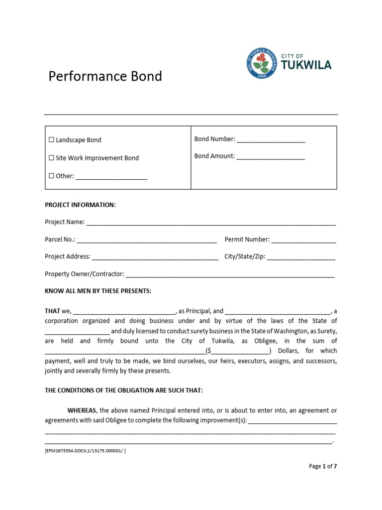 DCD Performance Bond Template | PDF | Surety | Indemnity