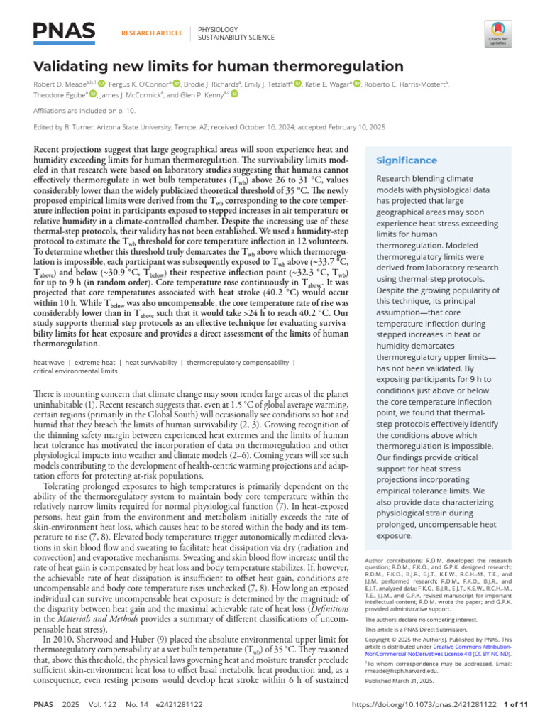 Validating Human Thermoregulation Limits | PDF | Thermoregulation ...