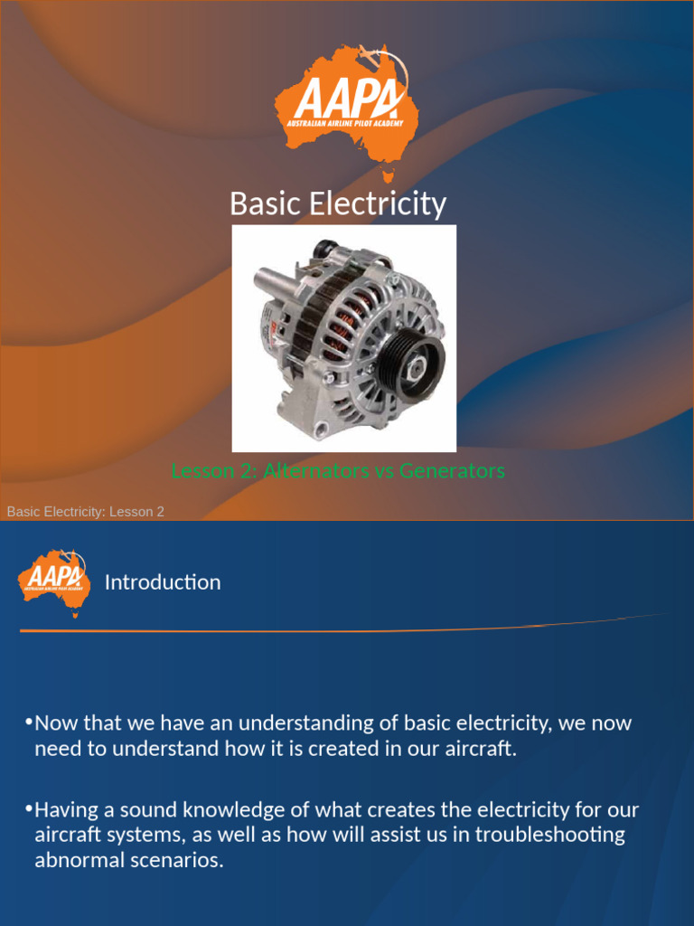 Basic Electricity Lesson 2 Alternators Vs Generators - V1.1 | PDF | Electric Generator | Machines