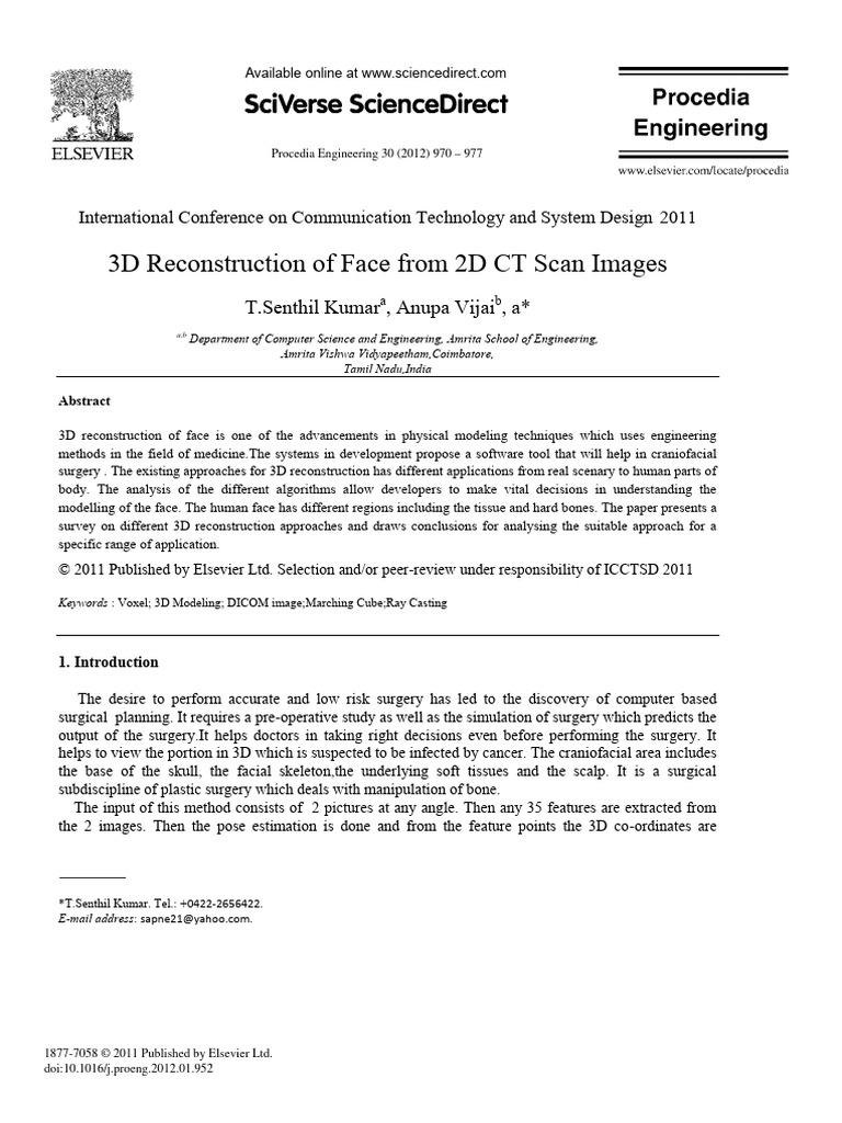 3D Reconstruction of Face From 2D CT Scan Images | PDF | Voxel ...