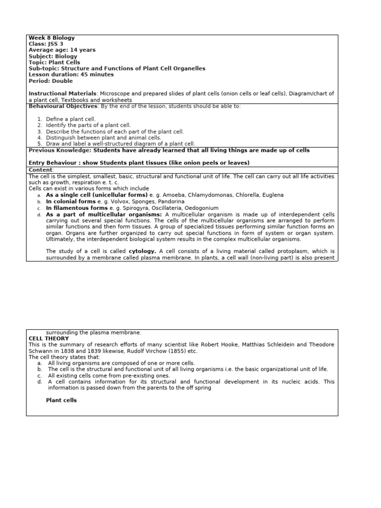 Plant Cell Structure and Functions | PDF | Photosynthesis | Cell (Biology)