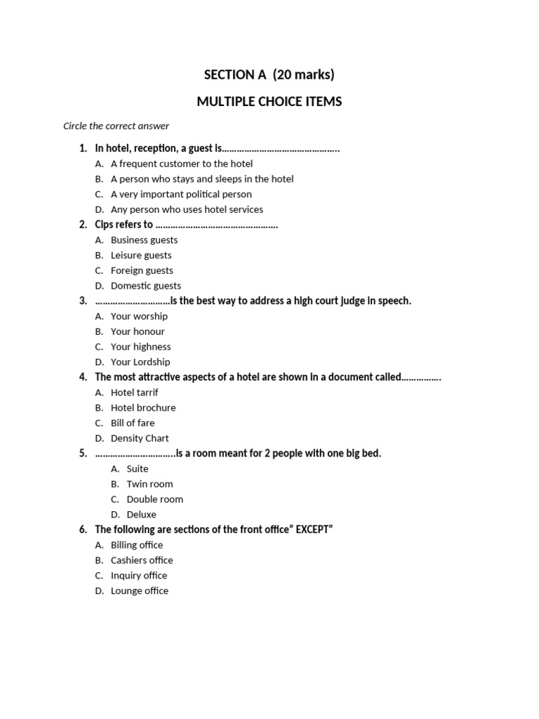 Catering and Hotel Management - Level I | PDF