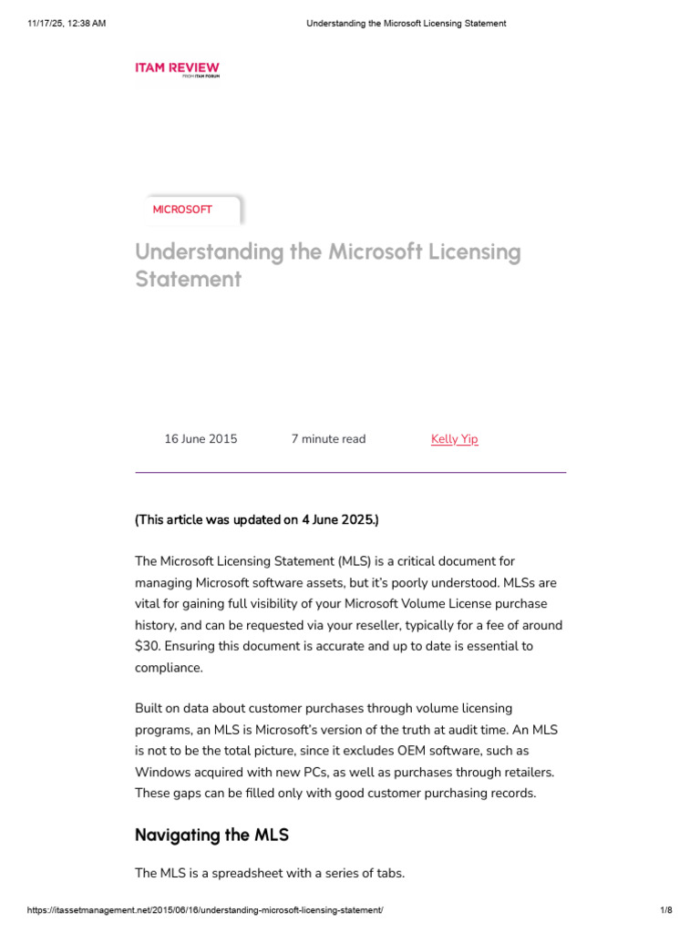 Microsoft Licensing Statement Explained | PDF | Microsoft | License
