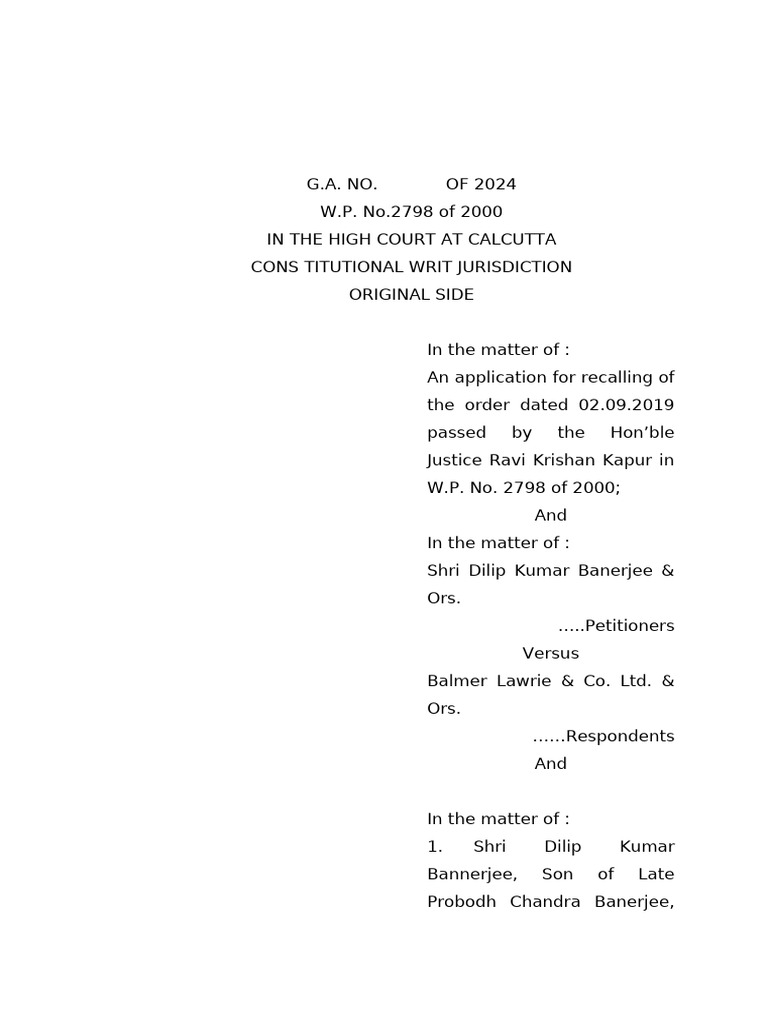 Recall Application for W.P. 2798/2000 | PDF