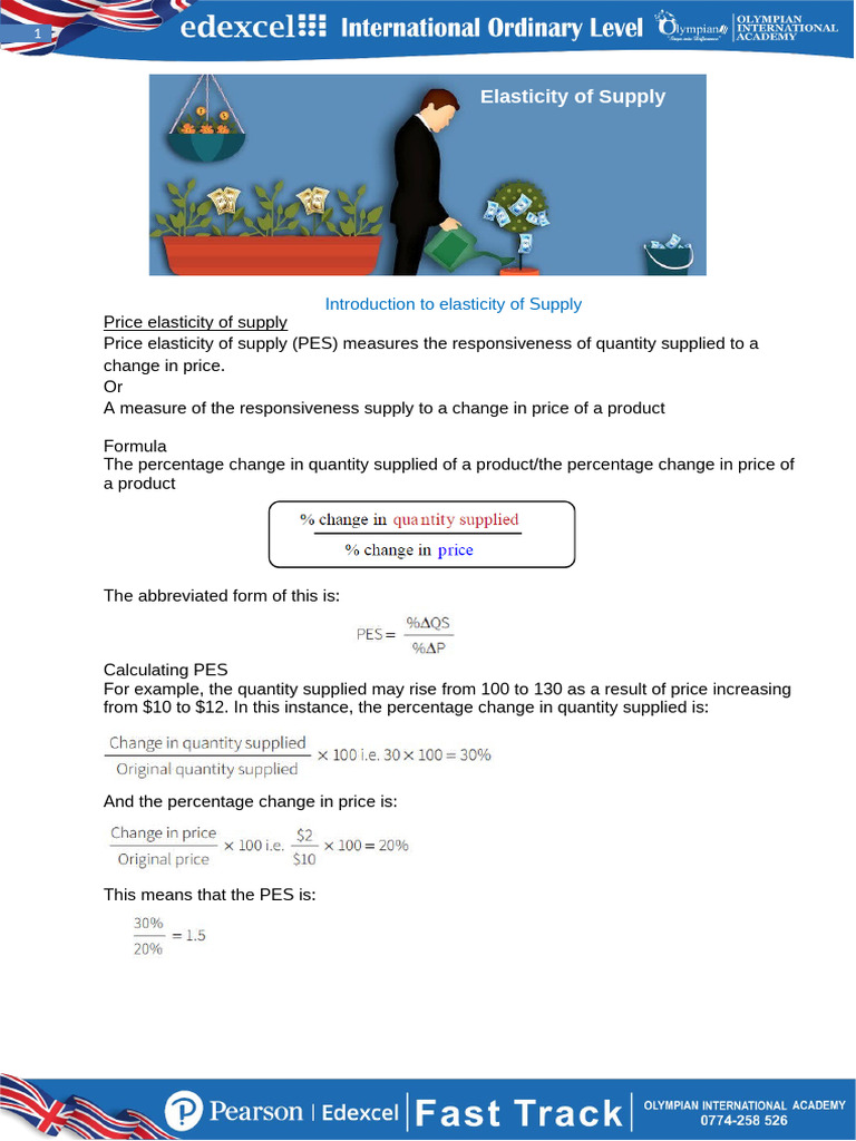 Understanding Price Elasticity of Supply | PDF | Supply (Economics ...