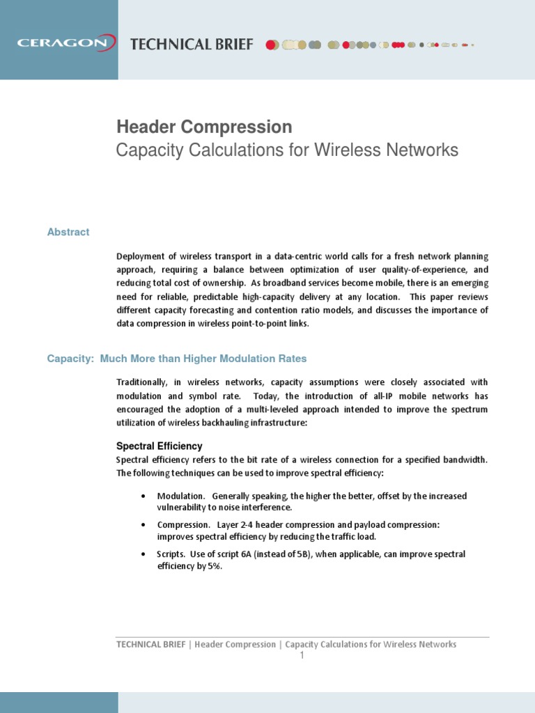 Header Compression: Capacity Calculations For Wireless Networks | PDF ...