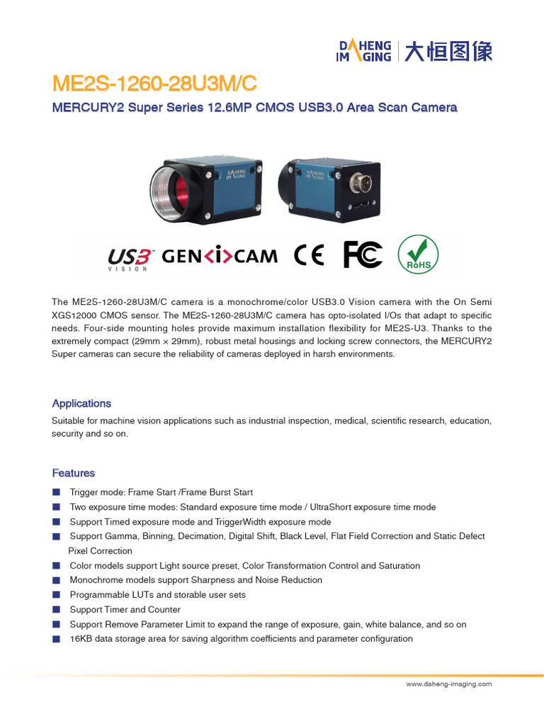 12.6MP USB3.0 Area Scan Camera | PDF | Camera | Pixel