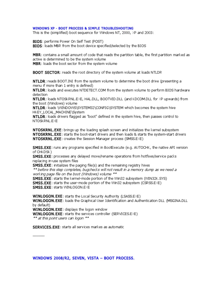 Windows XP Boot Process Guide | PDF | Active Directory | Booting