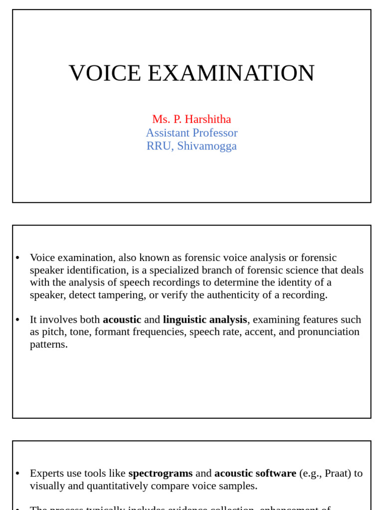 Forensic Voice Examination Overview | PDF | Human Voice | Sound